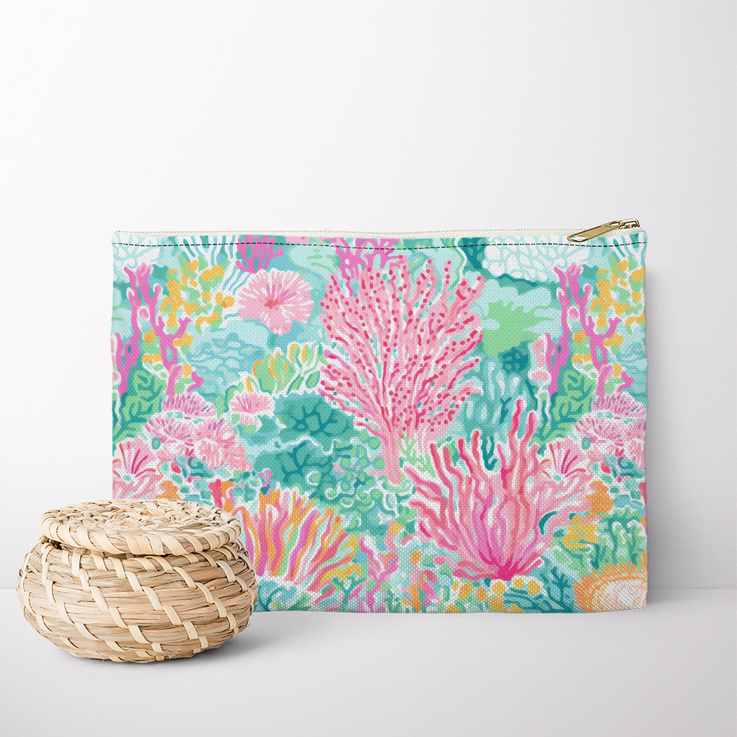 Preppy Beach Coral Digital Paper, 1 Seamless Tropical Pattern for ...