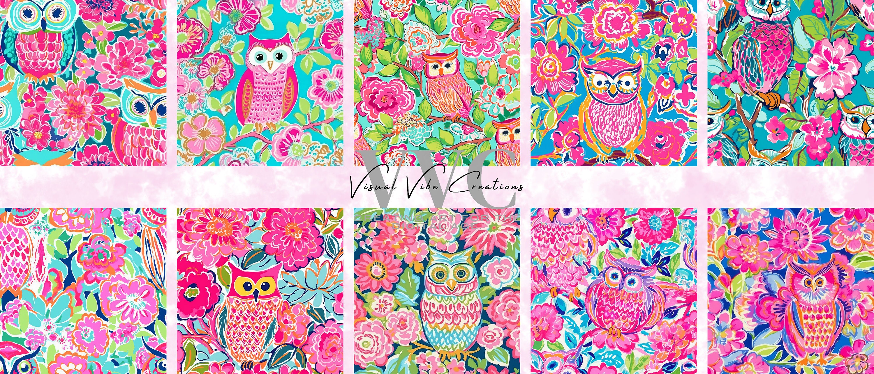Preppy Owl Digital Paper 10 Seamless Floral Patterns for - Etsy