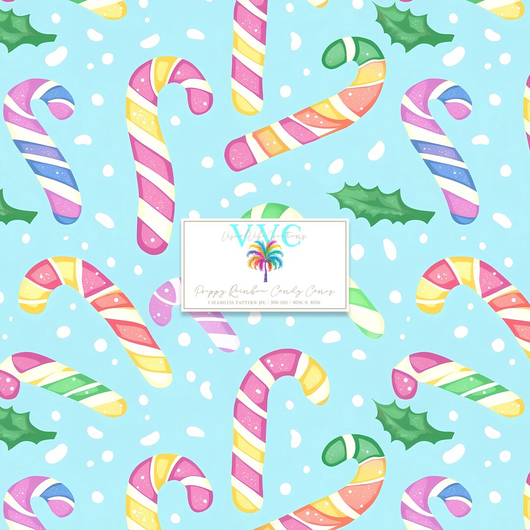 Preppy Rainbow Candy Canes Digital Paper, 1 Seamless Pattern for ...