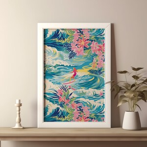 Preppy Surfer Digital Paper, 1 Seamless Tropical Pattern for Printable ...