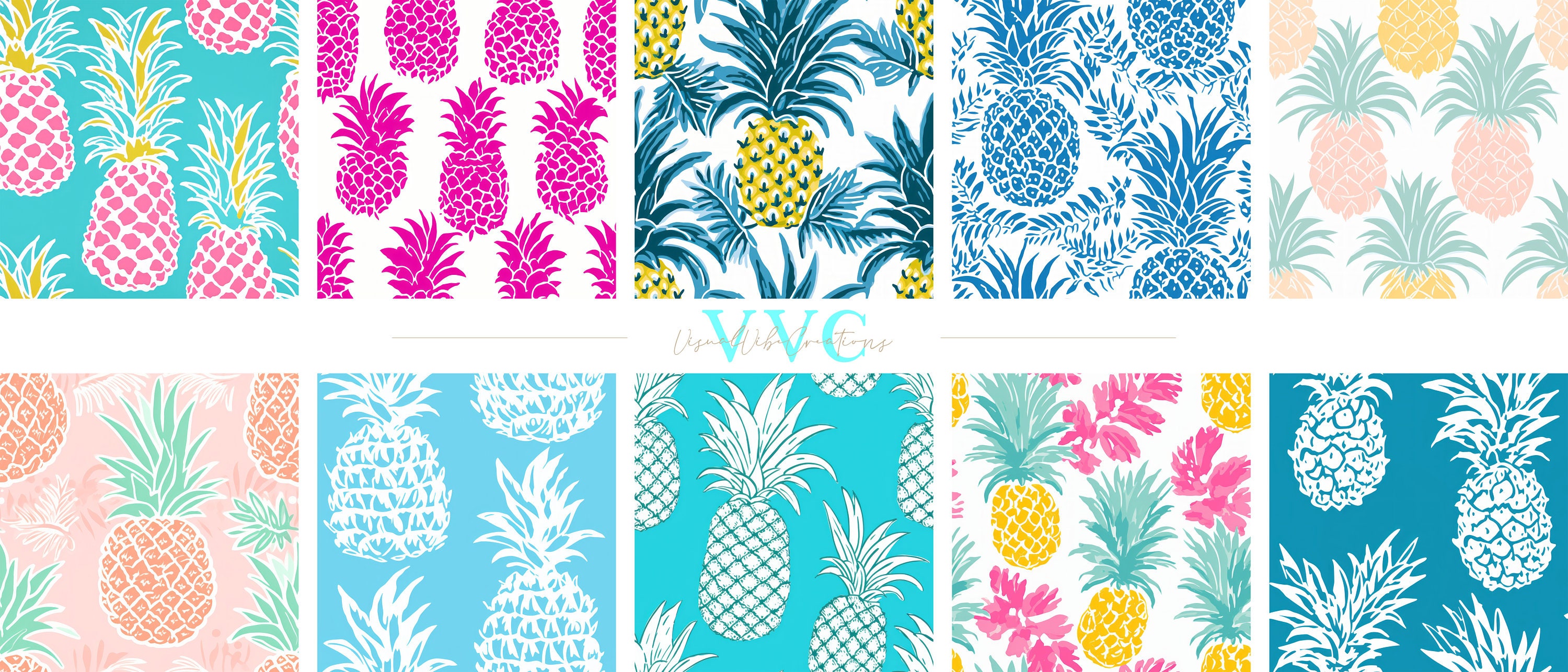 Preppy Pineapple Digital Paper, 10 Seamless Preppy Patterns for ...