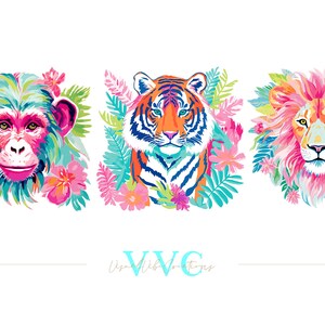 Preppy Zoo Animals Clipart Pack of 5 Transparent Background in SVG, PNG ...