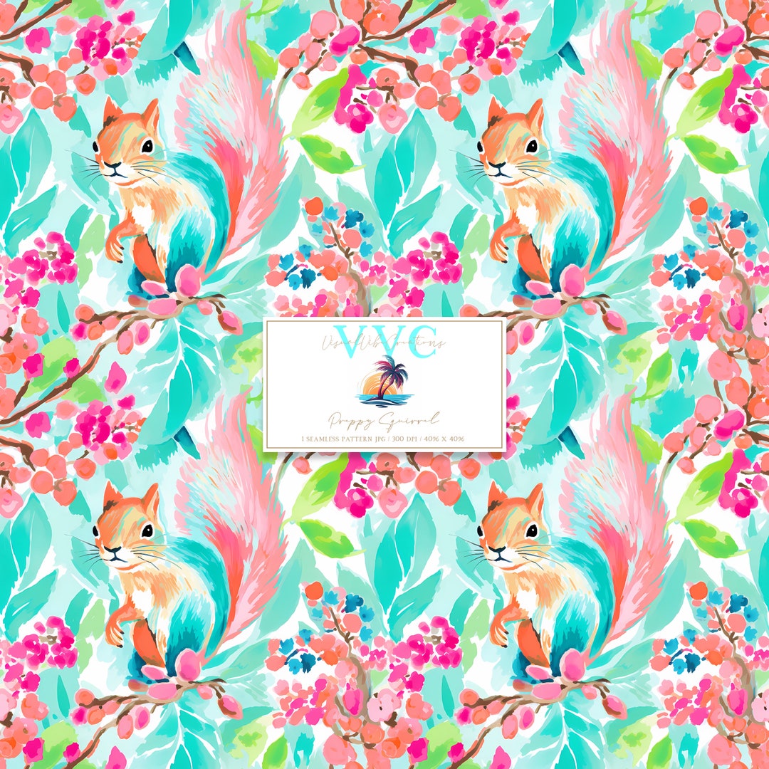 Preppy Squirrel Digital Paper, 1 Seamless Pattern for Printable ...