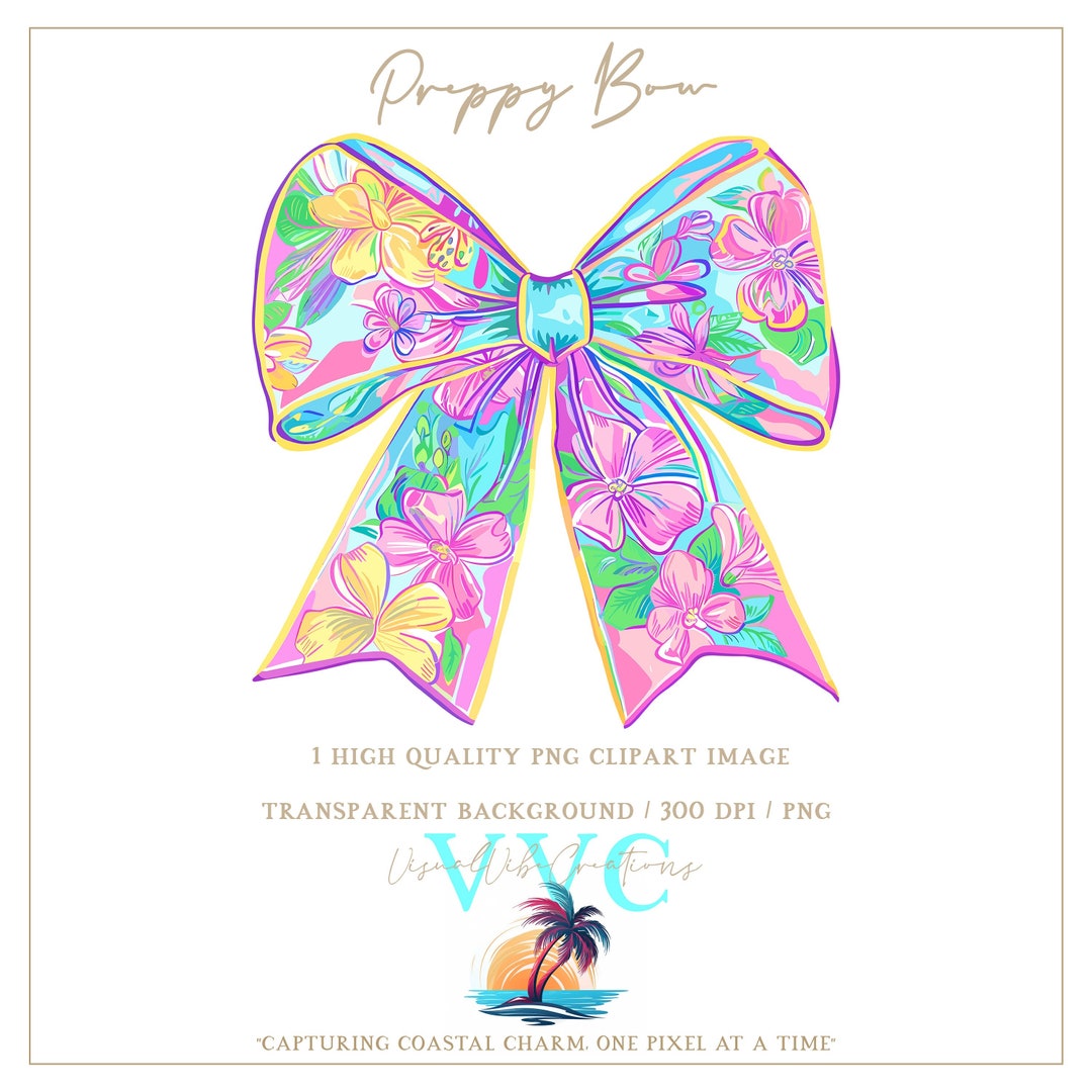 Preppy Bow Clip Art - Transparent Background in PNG - Vibrant, Florida ...