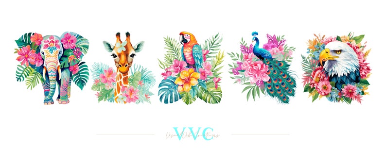 Preppy Zoo Animals Pack 2 Clipart Pack of 5 Transparent - Etsy