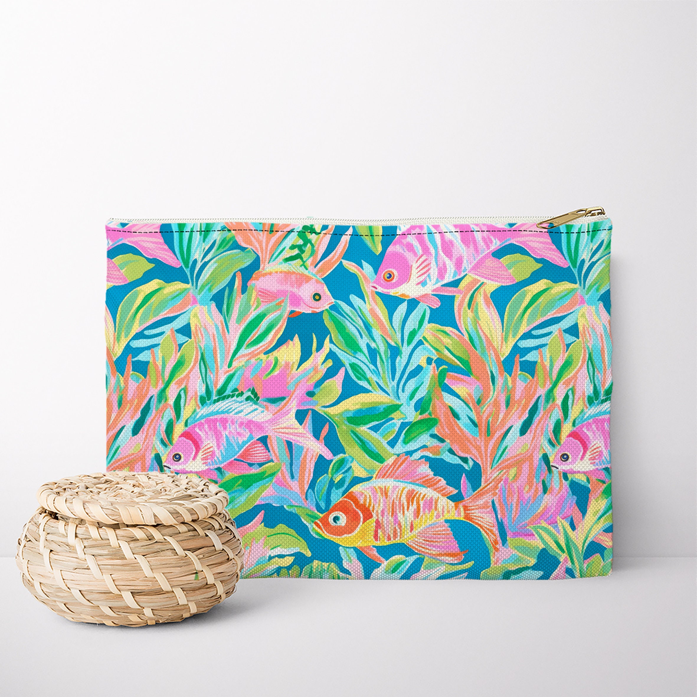 Tropical Fish Digital Paper, 10 Seamless Preppy Colorful Beach Patterns ...