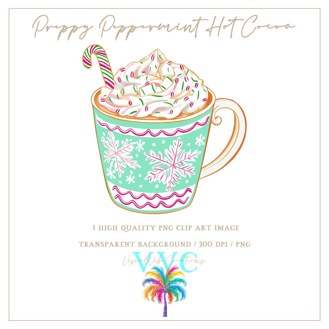 Preppy Peppermint Hot Cocoa Clip Art - Transparent Background in PNG ...
