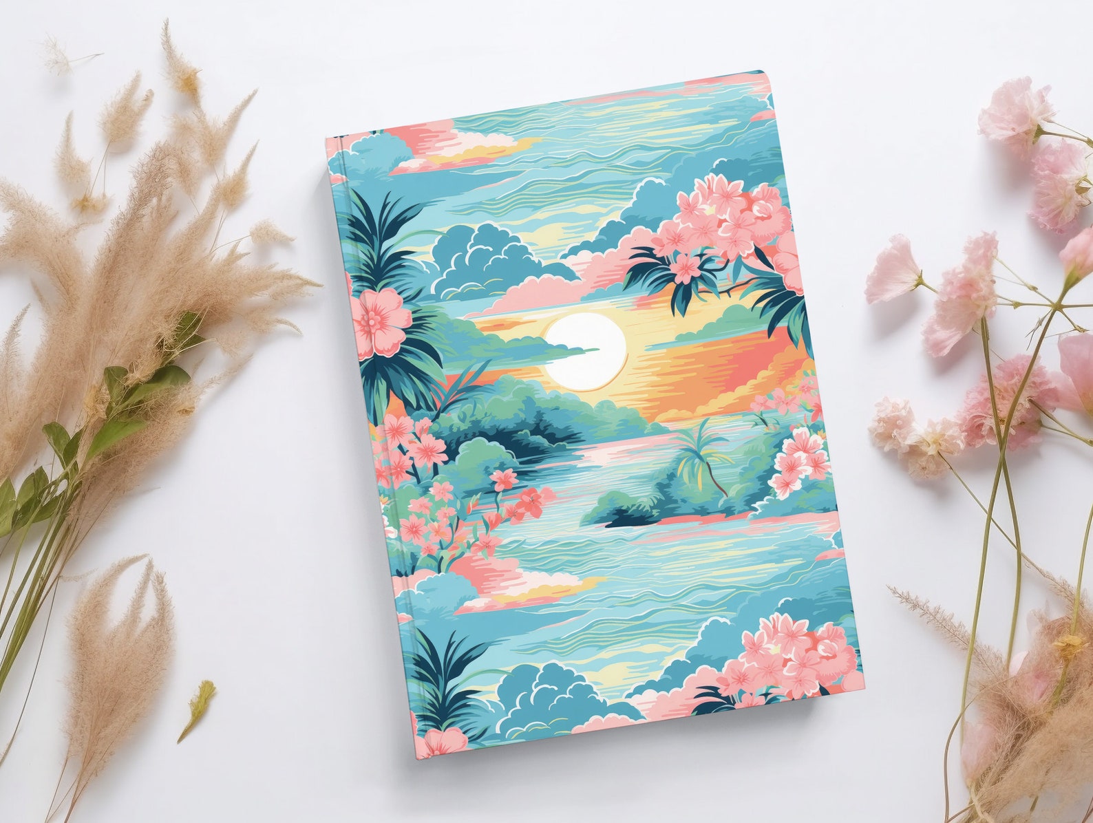 Preppy Tropical Sunset Digital Paper, 1 Seamless Pattern for Scrapbook ...