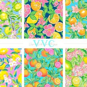 Preppy Summer Citrus Digital Paper, 10 Seamless Patterns for Printable ...
