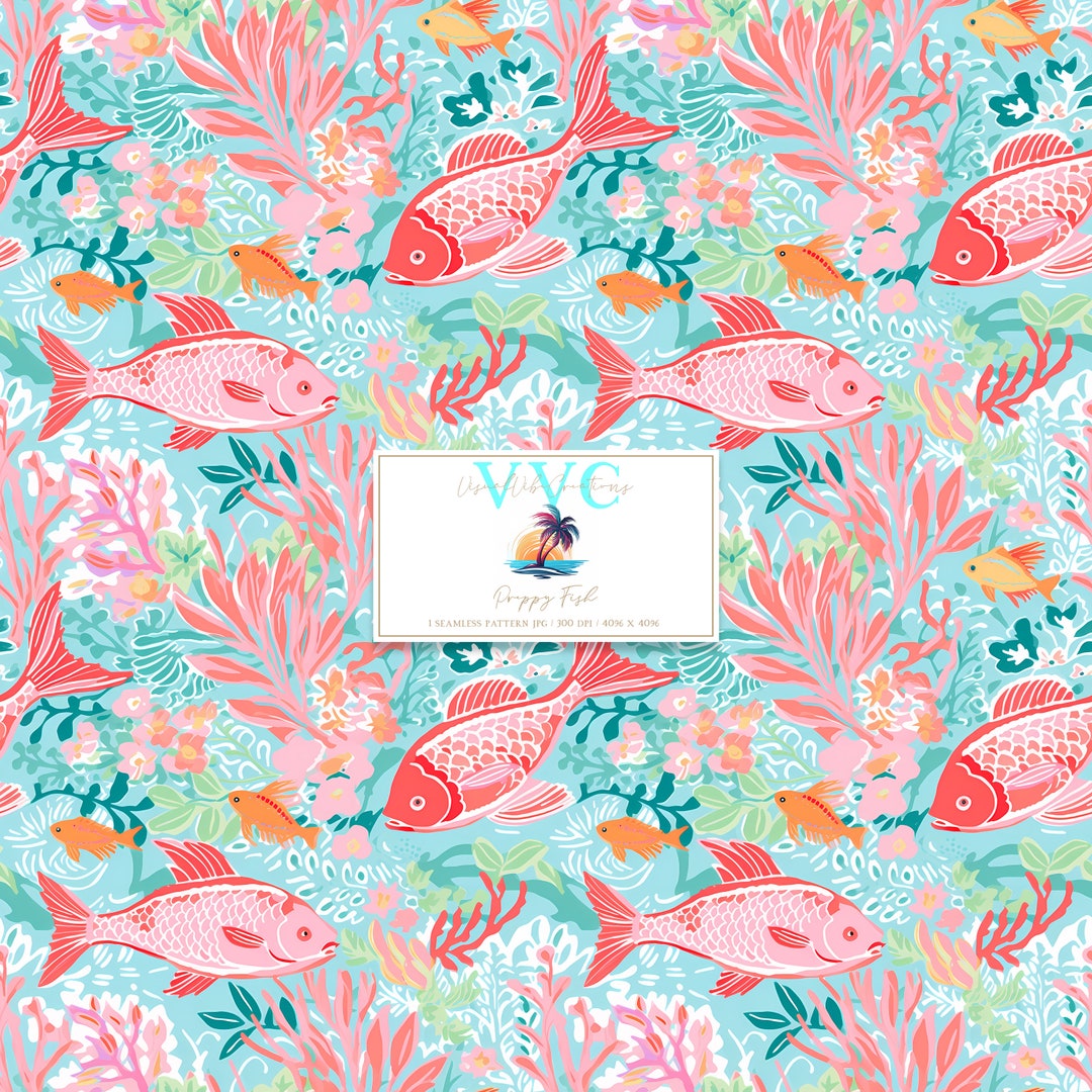 Preppy Fish Digital Paper, 1 Seamless Pattern for Scrapbook Paper ...