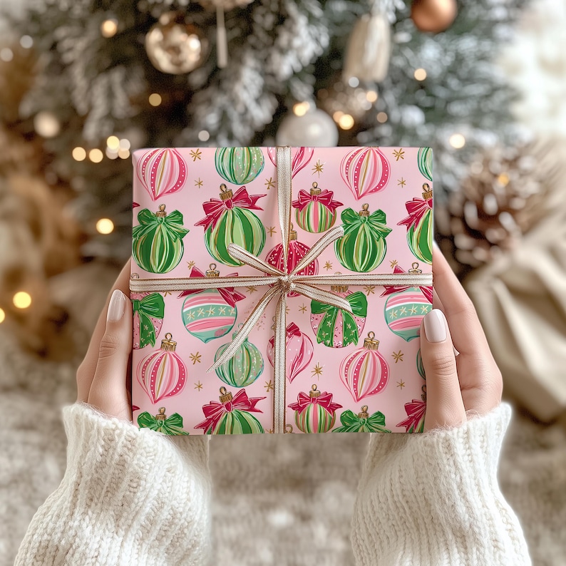 Preppy Peppermint Ornaments, 1 Seamless Pattern, Red Pink and Green ...