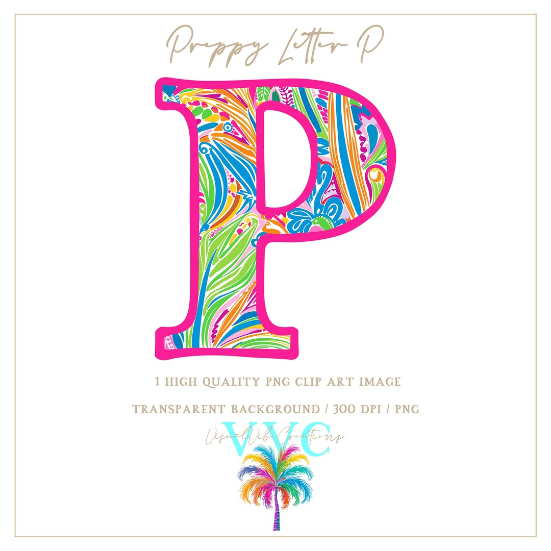 Preppy Letter P Clip Art - Transparent Background in PNG - Alphabet ...