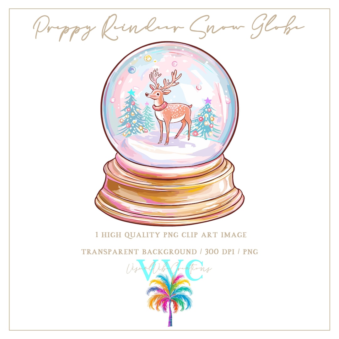 Preppy Reindeer Snow Globe Clip Art - Transparent Background in PNG ...