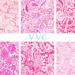 Preppy Inspired Pink Paisley Digital Paper, 10 Seamless Patterns for ...