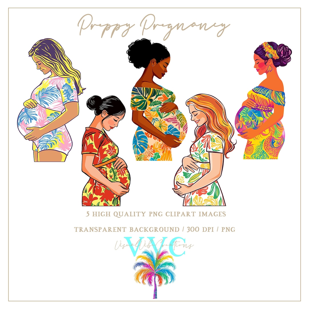 Preppy Pregnancy Pack of 5 - Transparent Background in PNG - Baby ...