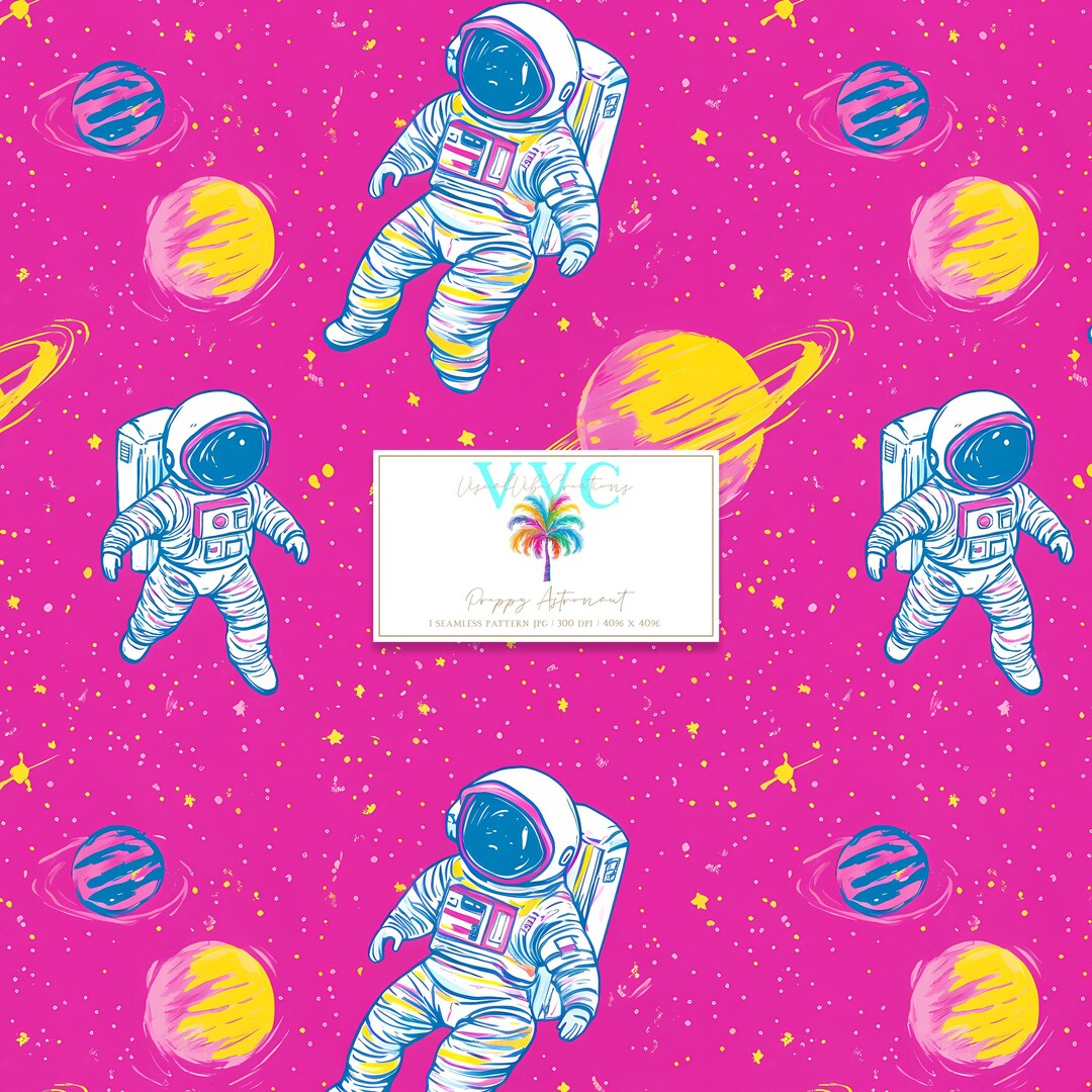 Preppy Astronaut Digital Paper, 1 Seamless Pattern for Printable ...