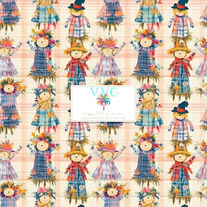 Preppy Fall Scarecrow Digital Paper, 1 Seamless Pattern for Scrapbook ...