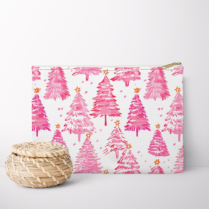 Preppy Pink Christmas Trees Digital Paper, 1 Seamless Pattern for ...