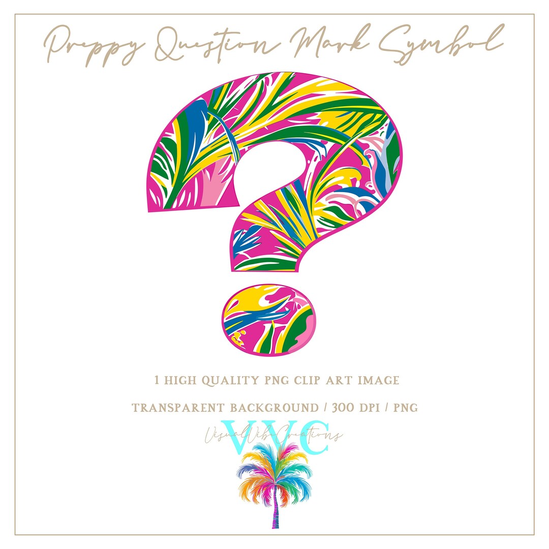 Preppy Question Mark Symbol Clip Art - Transparent Background in PNG ...