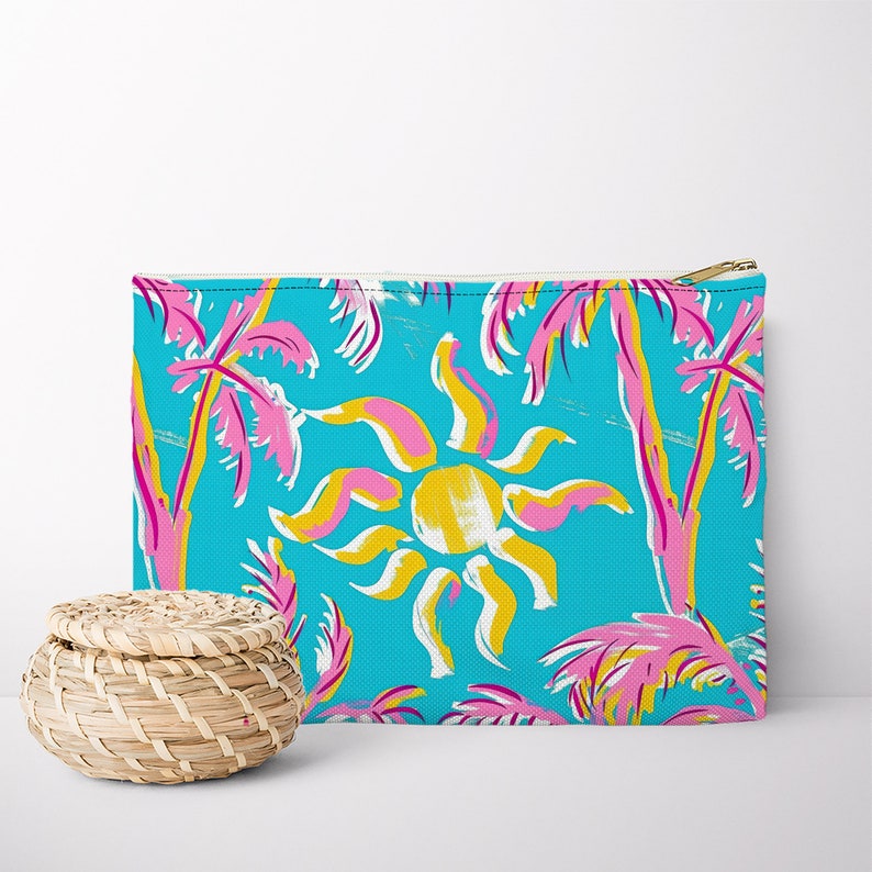 Preppy Sun & Palm Trees Digital Paper, 1 Seamless Pattern for Printable ...