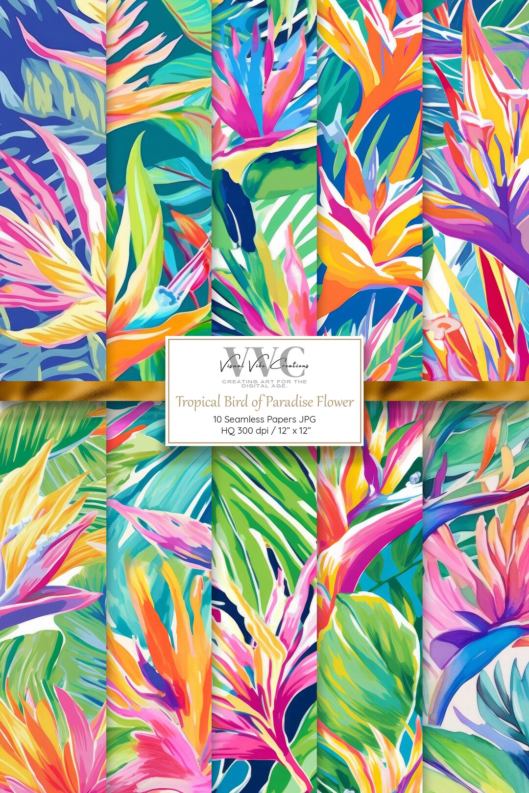 Tropical Bird of Paradise Flower Digital Paper 10 Seamless - Etsy