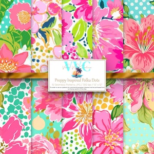 Preppy Inspired Polka Dots Digital Paper, 10 Seamless Preppy Patterns ...