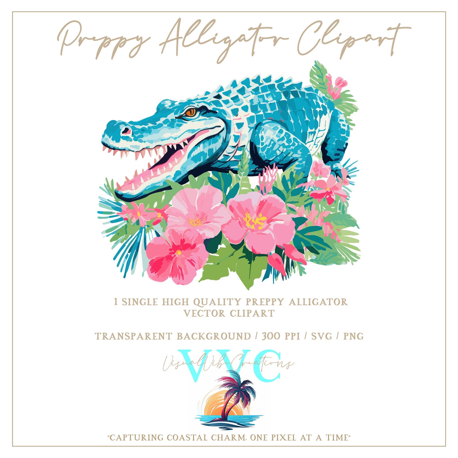 Preppy Alligator Clipart Transparent Background in SVG, PNG, Vector ...