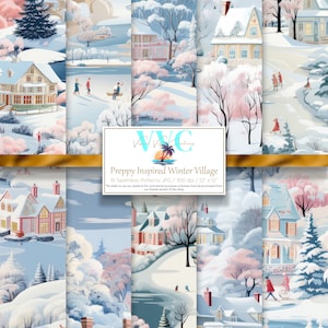 Preppy Inspired Winter Village Digital Paper, 10 Seamless Patterns for ...