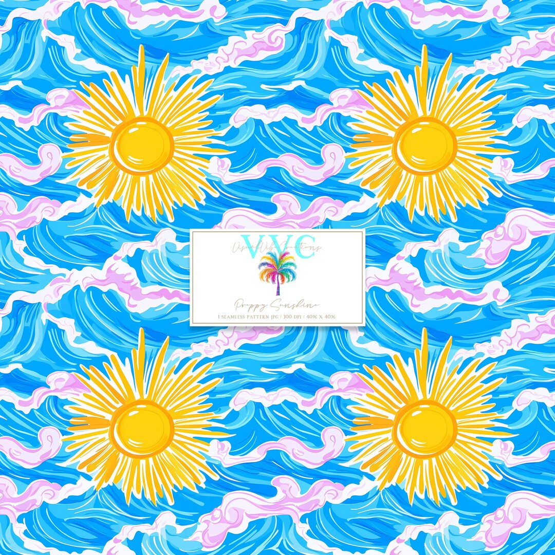 Preppy Sunshine Digital Paper, 1 Seamless Tropical Pattern for ...