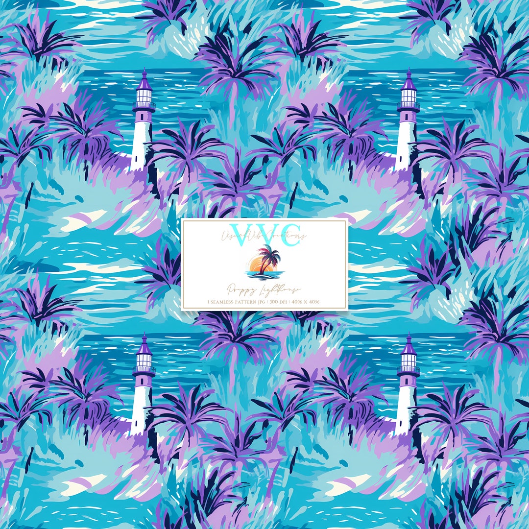 Preppy Lighthouse Digital Paper, 1 Seamless Tropical Pattern for ...