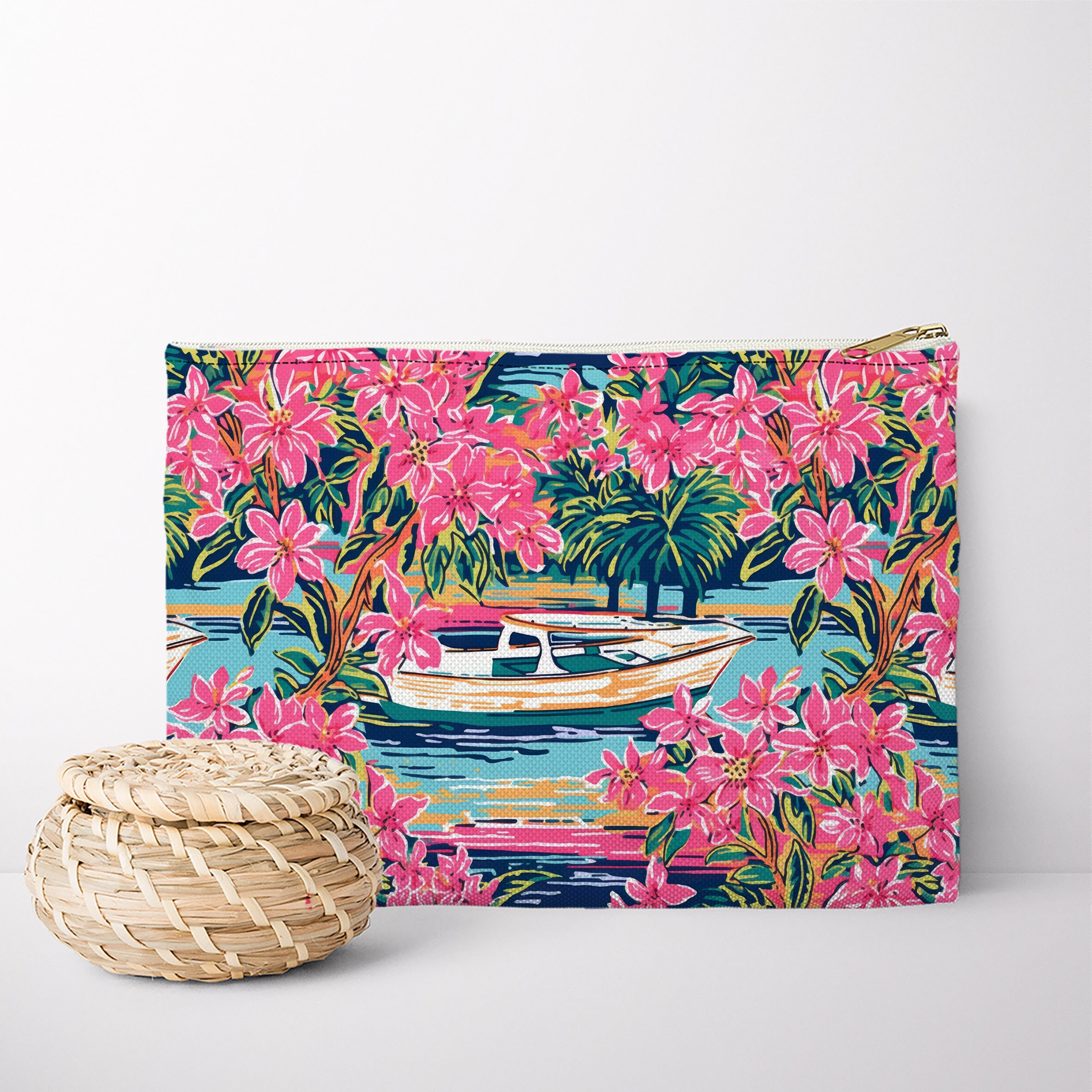 Preppy Fishing Boats Digital Paper, 10 Seamless Tropical Patterns for ...