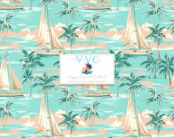 Preppy Tropical Sunset Digital Paper, 1 Seamless Pattern for Scrapbook ...