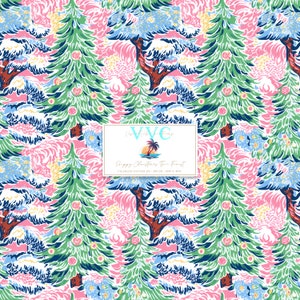 Preppy Christmas Tree Forest Digital Paper, 1 Seamless Pattern for ...