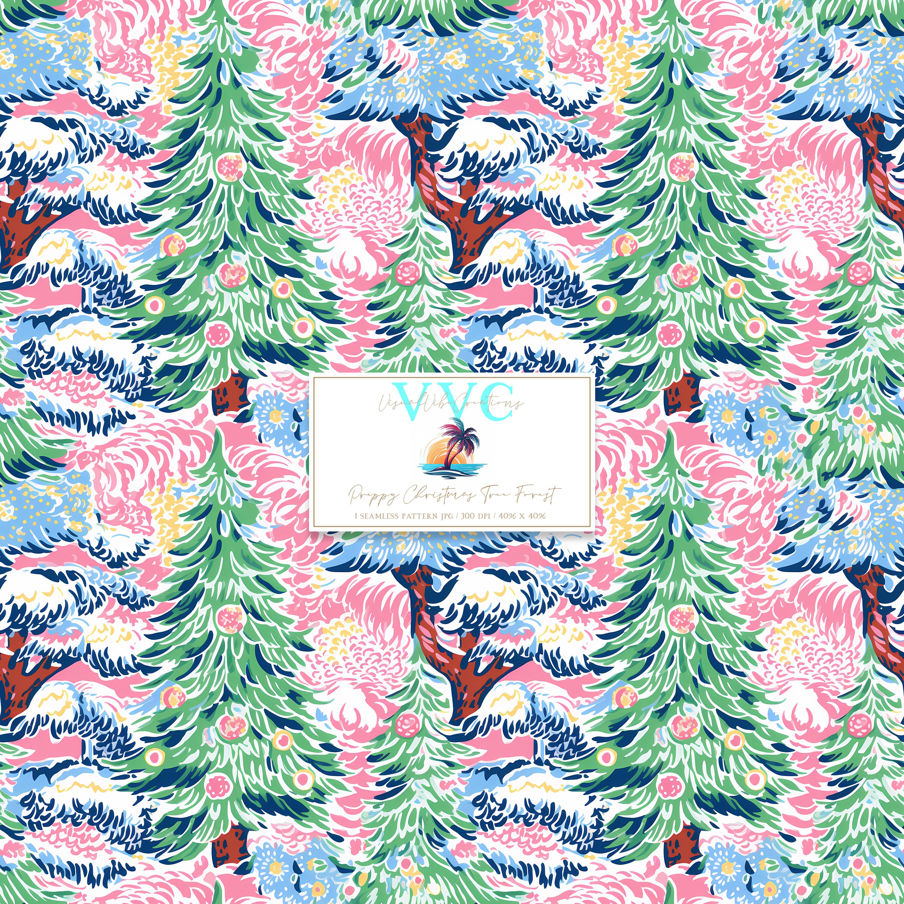 Preppy Christmas Tree Forest Digital Paper, 1 Seamless Pattern for ...