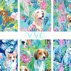 Preppy Dogs Digital Paper, 10 Seamless Patterns for Printable Scrapbook ...