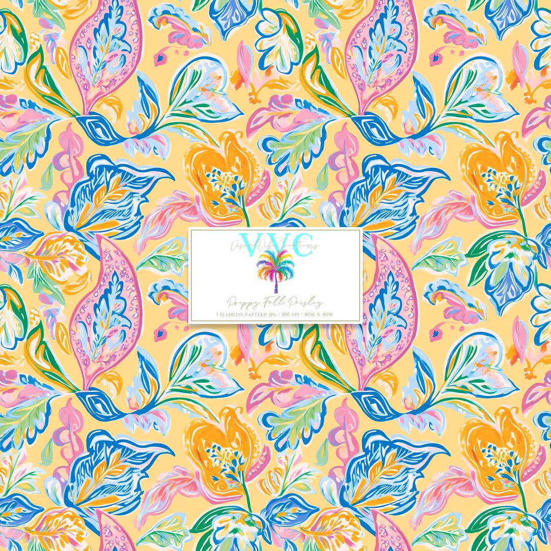Preppy Fall Paisley Digital Paper, 1 Seamless Pattern for Printable ...