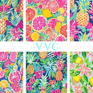 Summer Tropical Fruit Digital Paper, 10 Seamless Preppy Patterns for ...