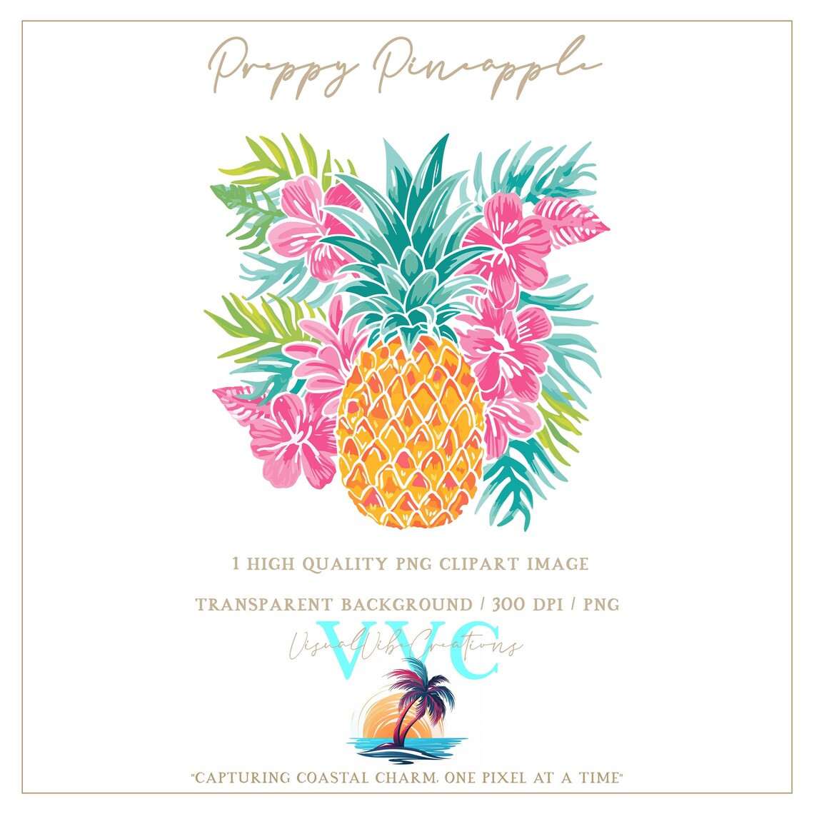 Preppy Pineapple Clip Art - Transparent Background in PNG - Fruit ...