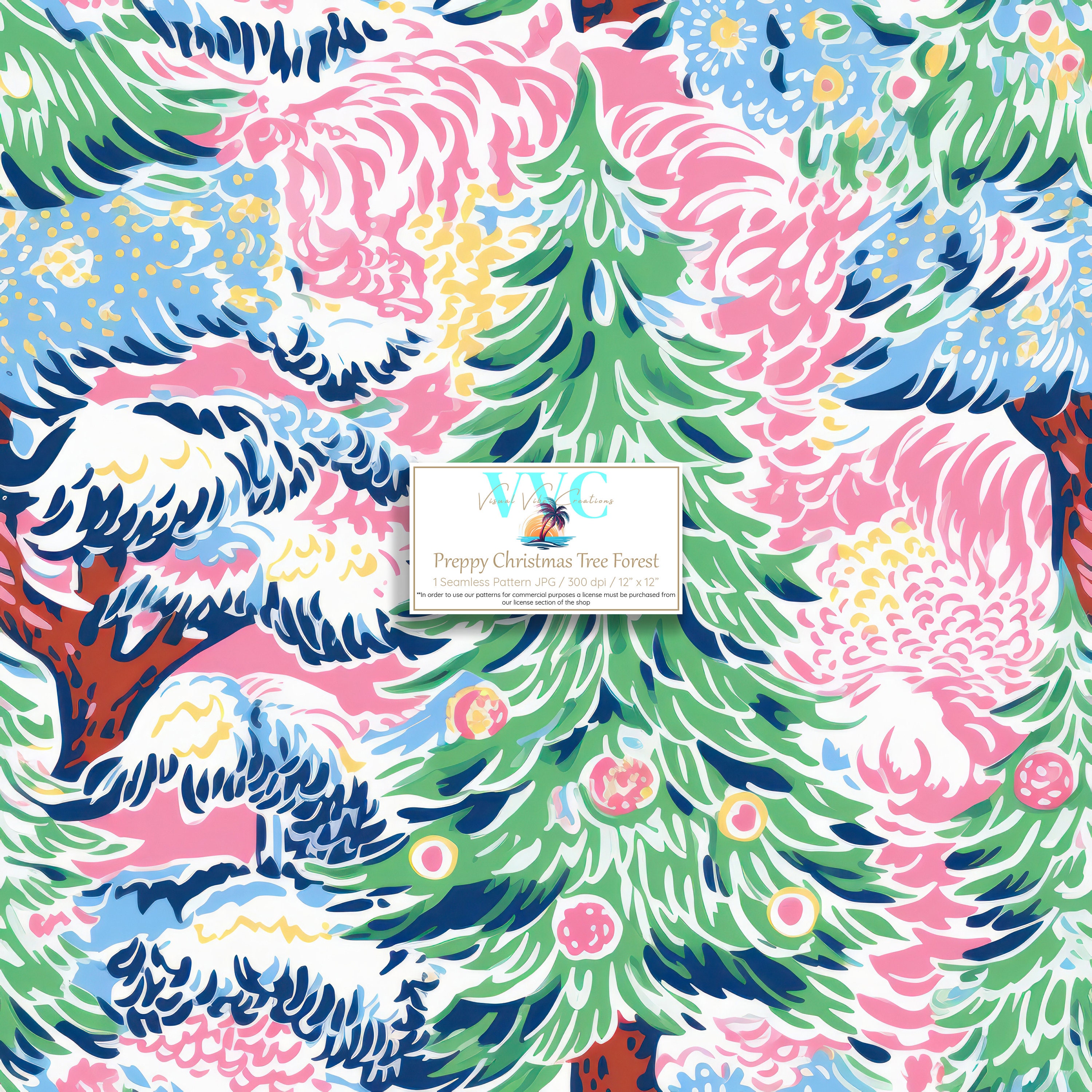 Preppy Christmas Tree Forest Digital Paper 1 Seamless Pattern - Etsy