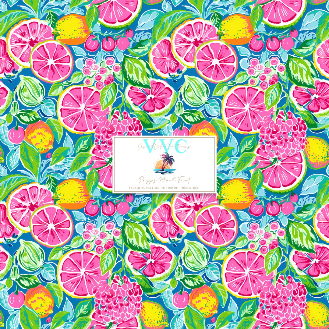 Preppy Mixed Fruit Digital Paper, 1 Seamless Pattern for Printable ...