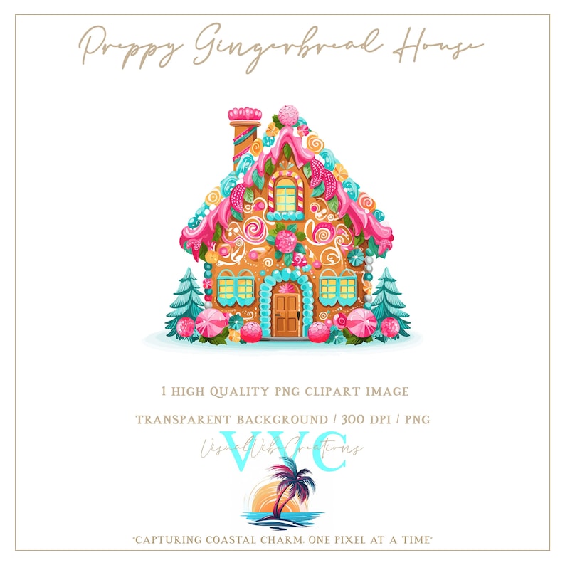 Preppy Gingerbread House Clip Art - Transparent Background in PNG ...