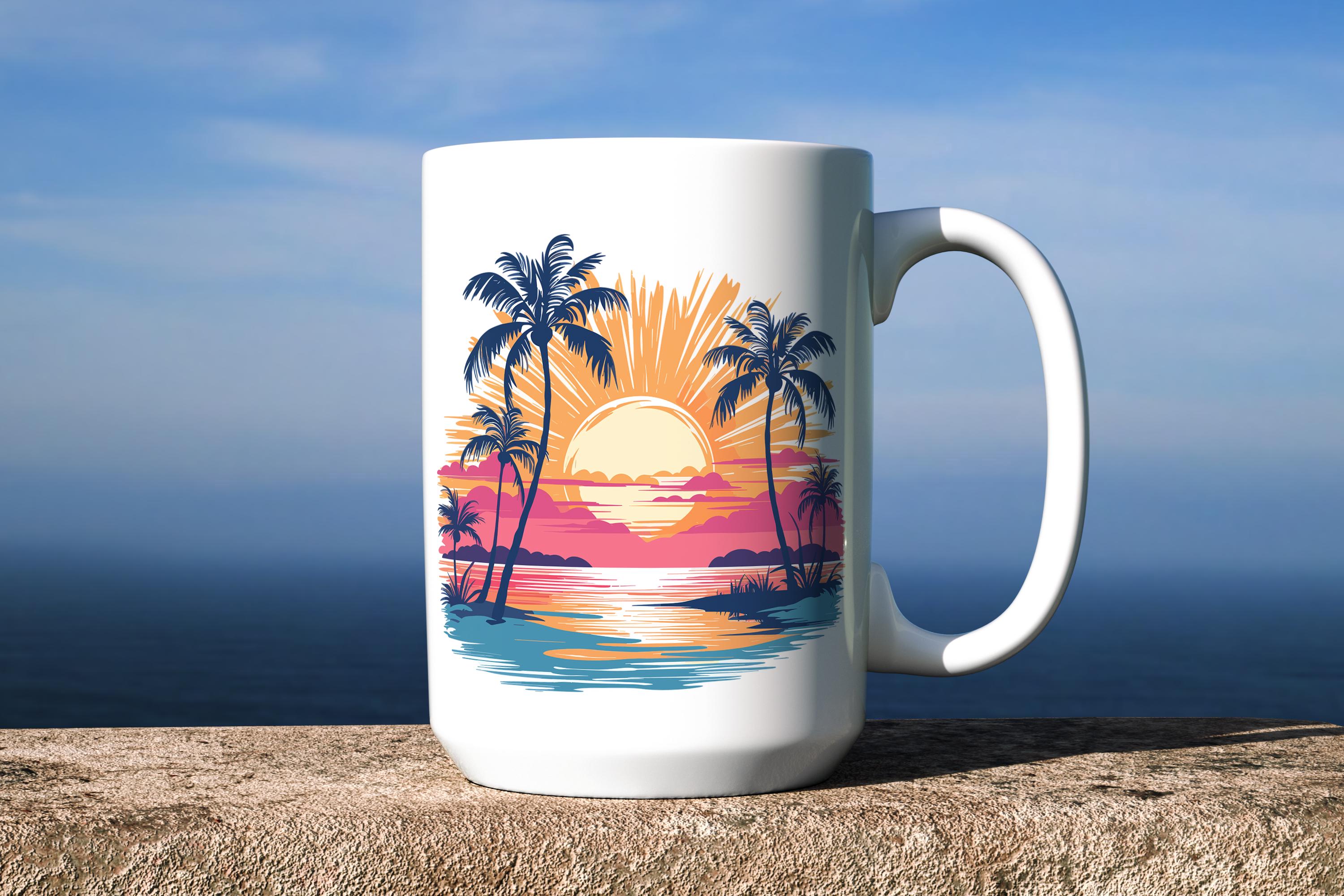 Preppy Sunset at the Beach Clip Art - Transparent Background in PNG ...