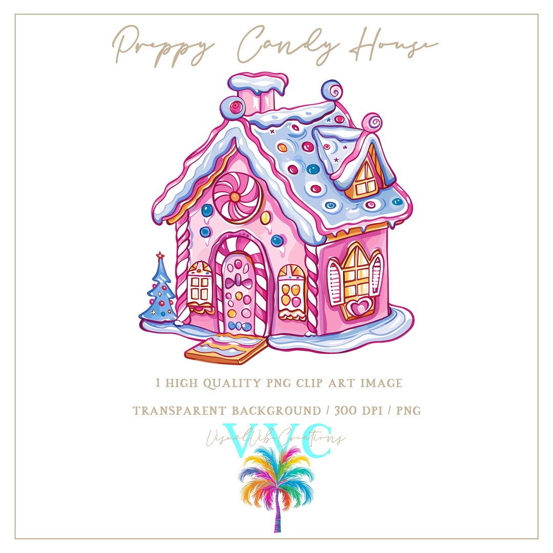 Preppy Candy House Clip Art - Transparent Background in PNG - Vibrant ...
