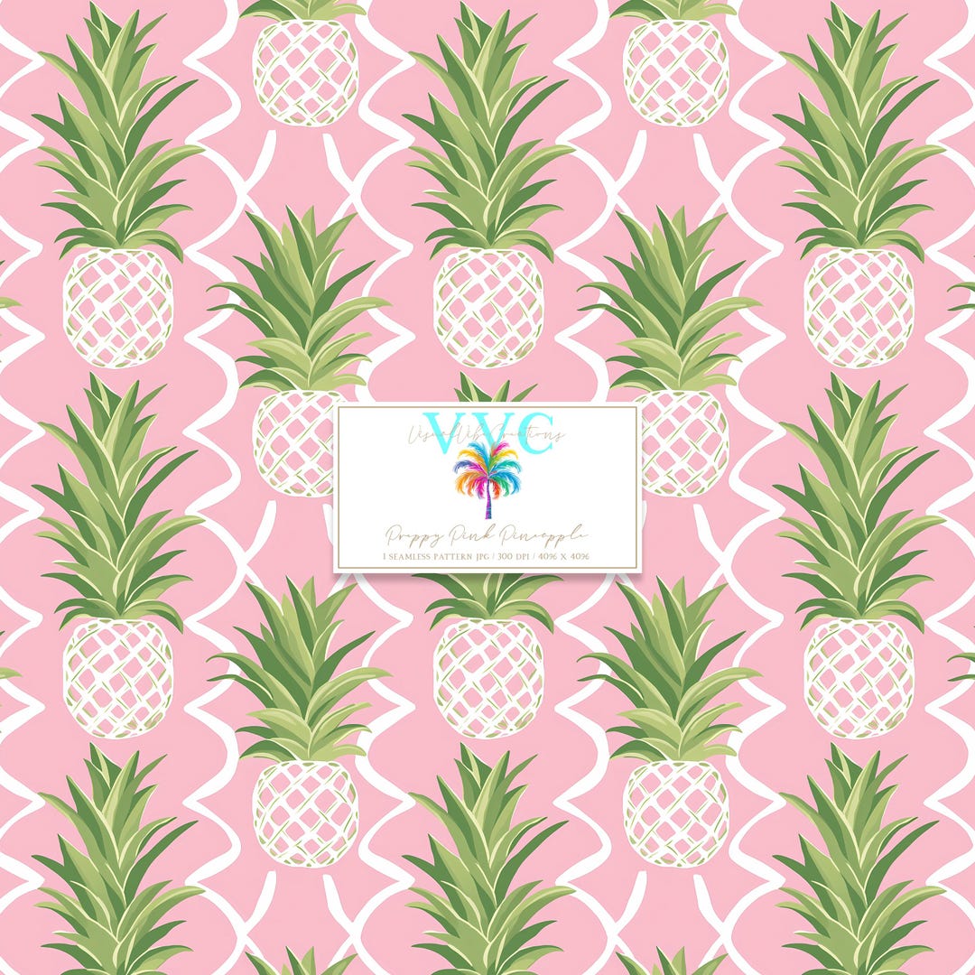 Preppy Pink Pineapple Digital Paper, 1 Seamless Pattern for Printable ...