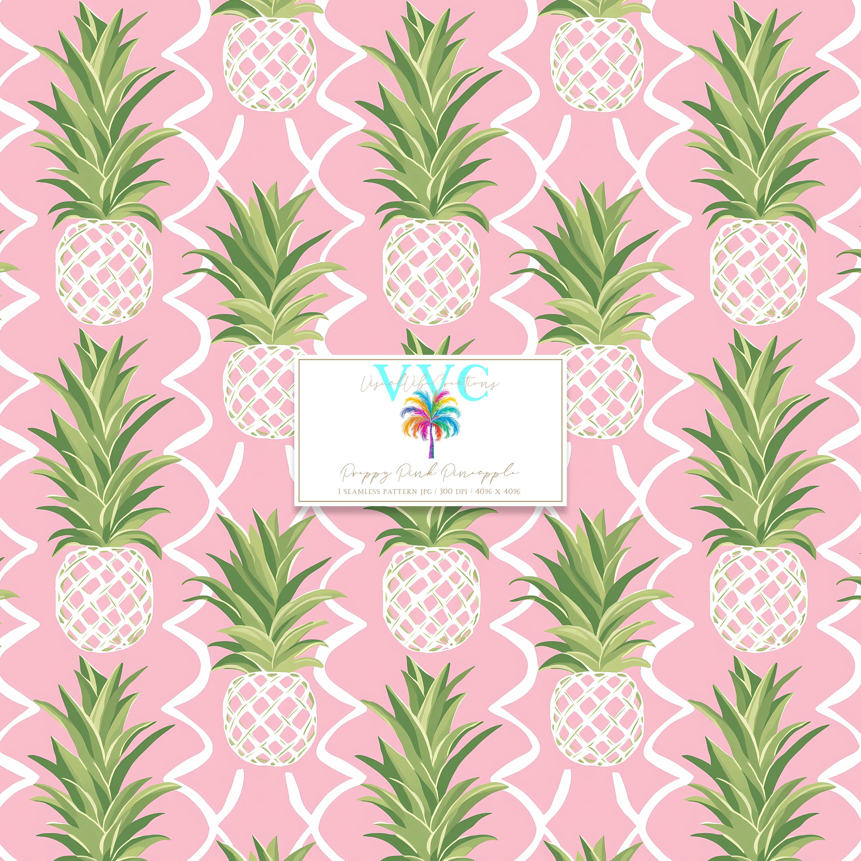 Preppy Pink Pineapple Digital Paper, 1 Seamless Pattern for Printable ...