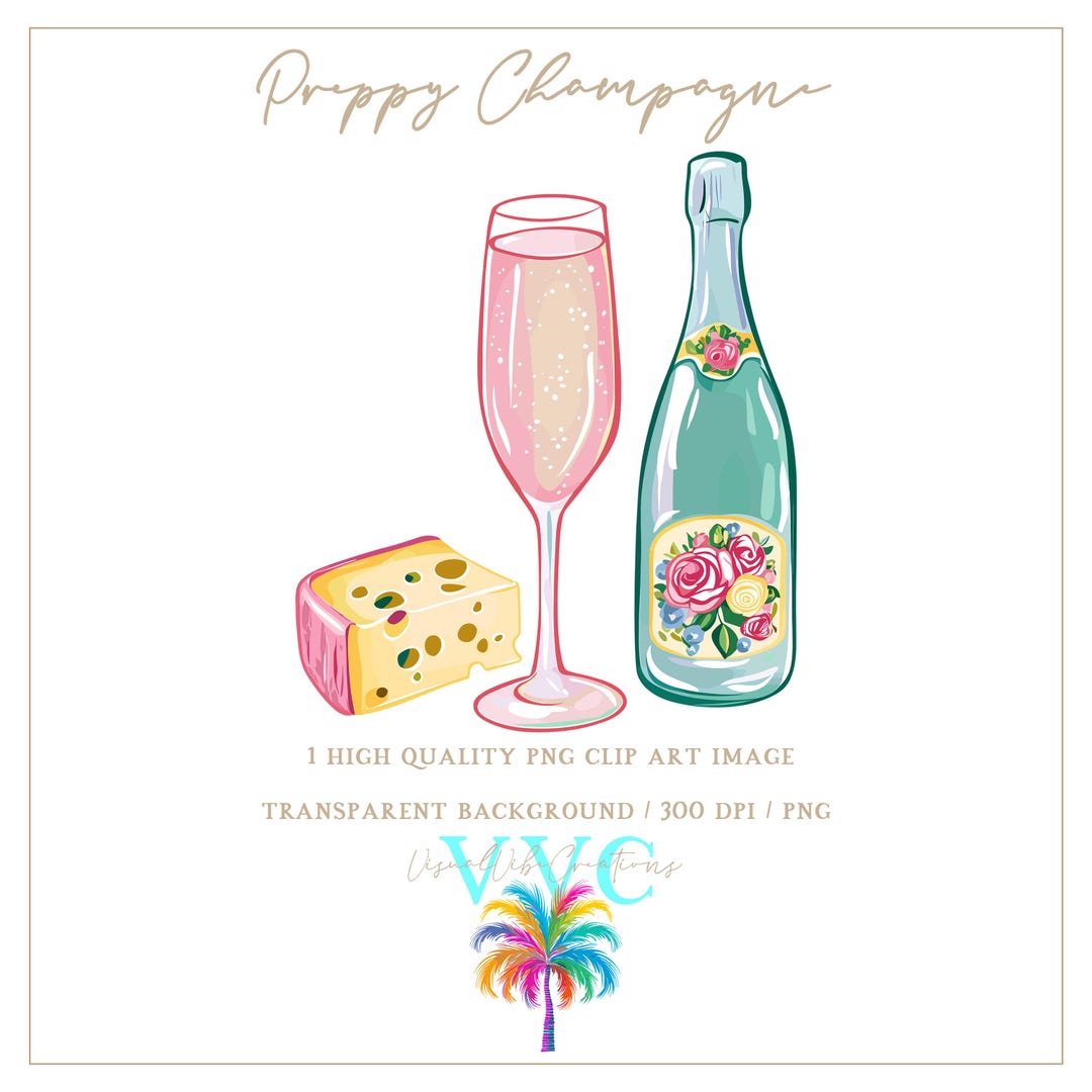 Preppy Champagne Clip Art - Transparent Background in PNG, Vibrant ...