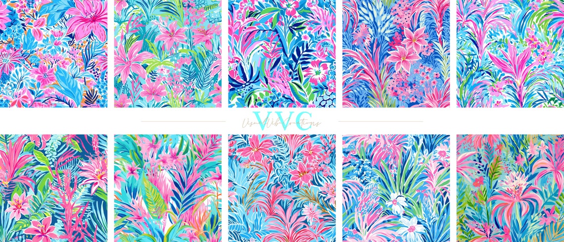 Preppy Plants & Flowers Pack #2 Digital Paper, 10 Seamless Flower ...