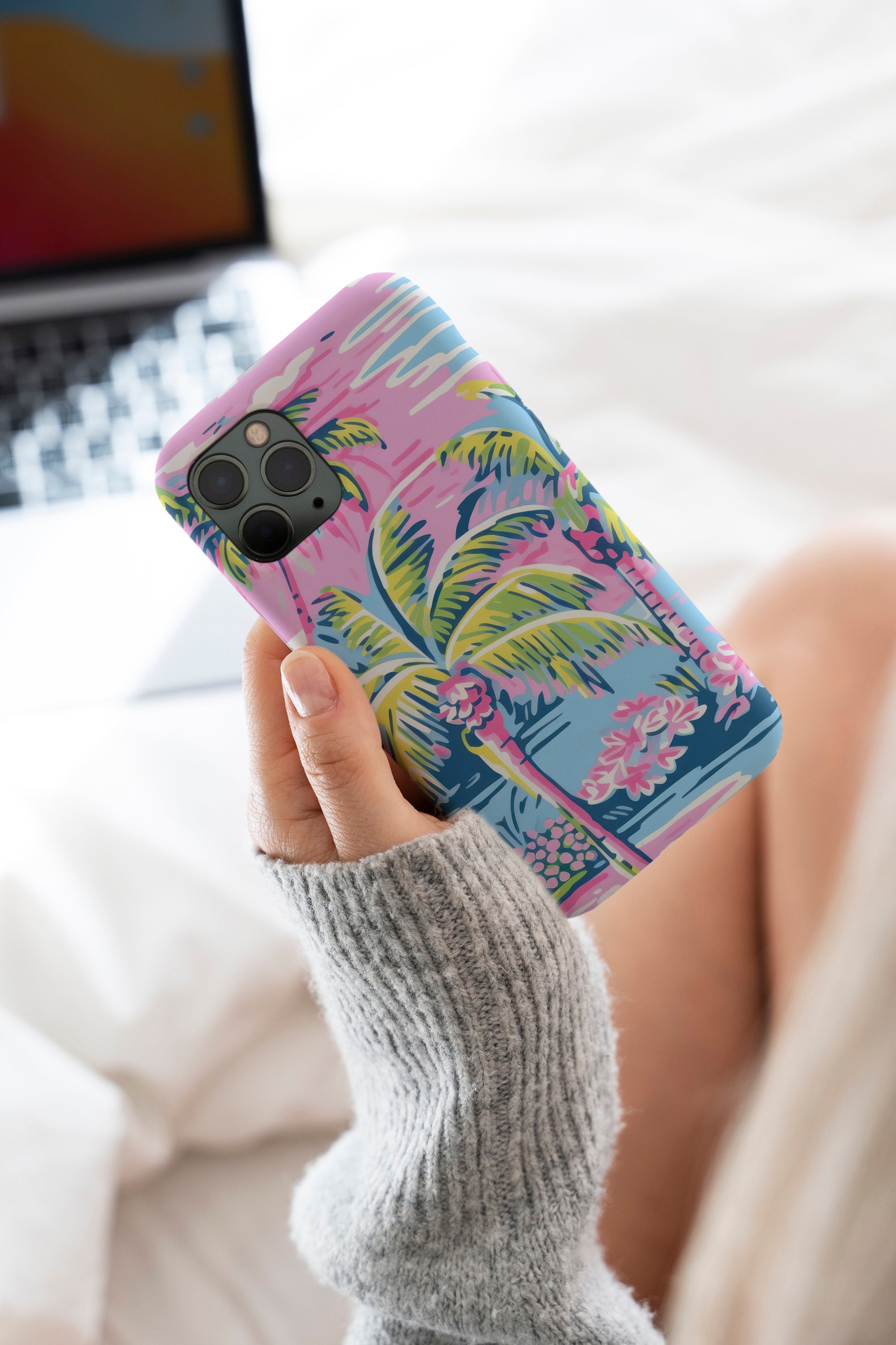 Preppy Palm Trees Digital Paper, 10 Seamless Preppy Floral Patterns for ...