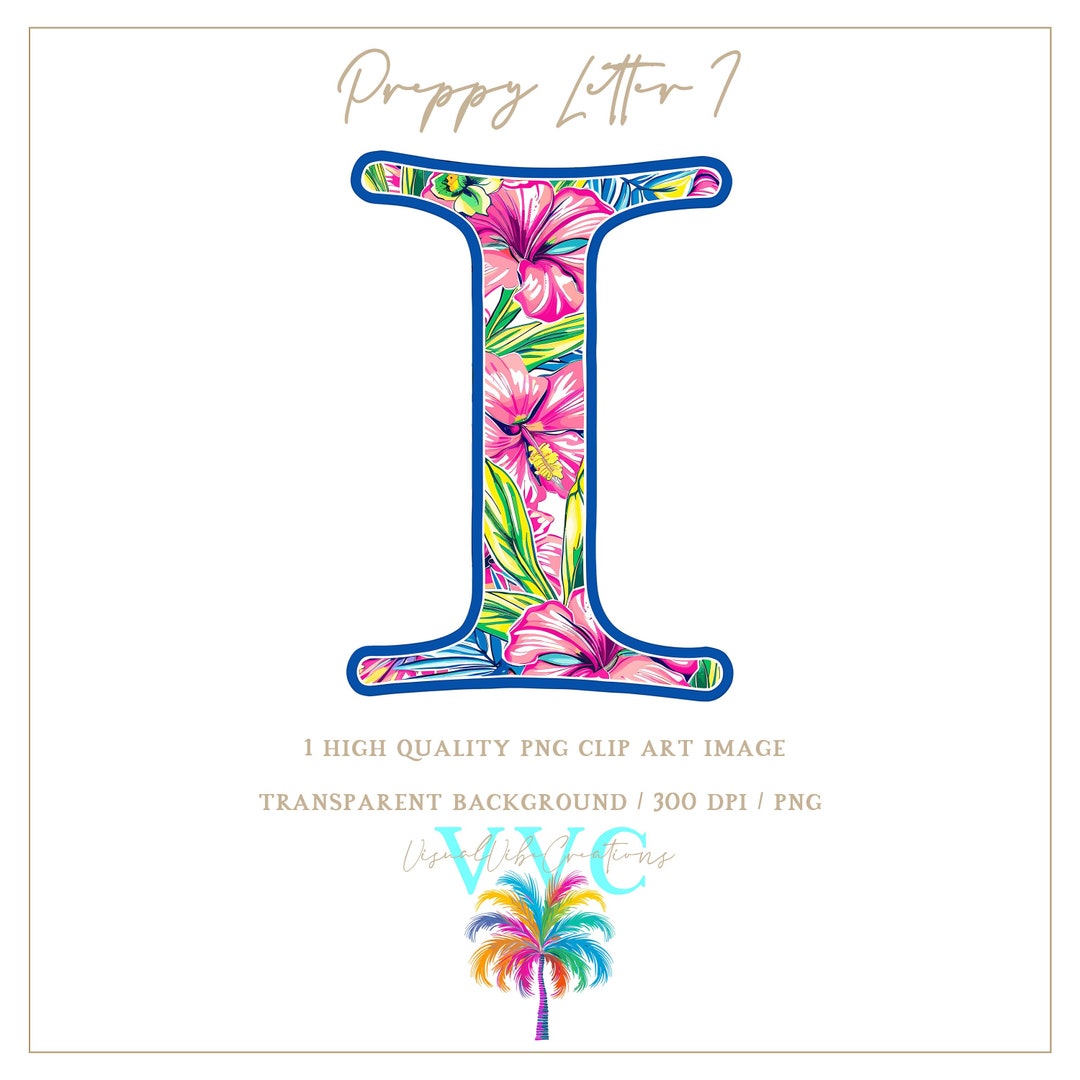 Preppy Letter I Clip Art Transparent Background in PNG Alphabet ...