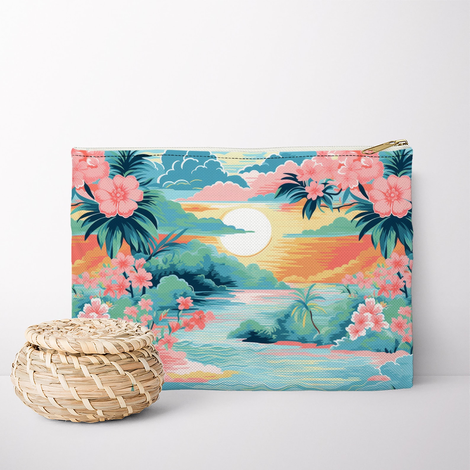 Preppy Tropical Sunset Digital Paper, 1 Seamless Pattern for Scrapbook ...